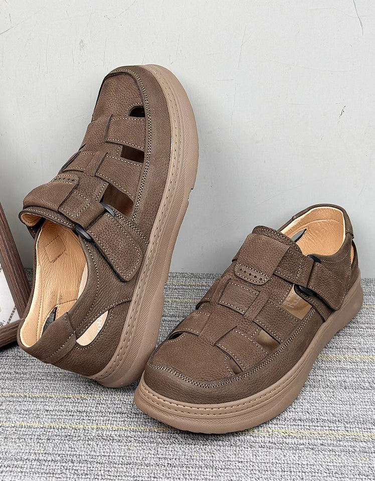 Summer Hollow Breathable Casual Leather Clogs for Men — Obiono