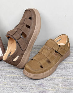Summer Hollow Breathable Casual Leather Clogs for Men — Obiono