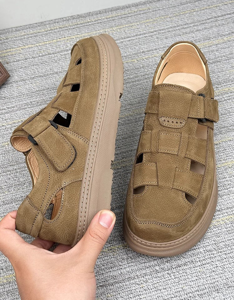 Summer Hollow Breathable Casual Leather Clogs for Men — Obiono