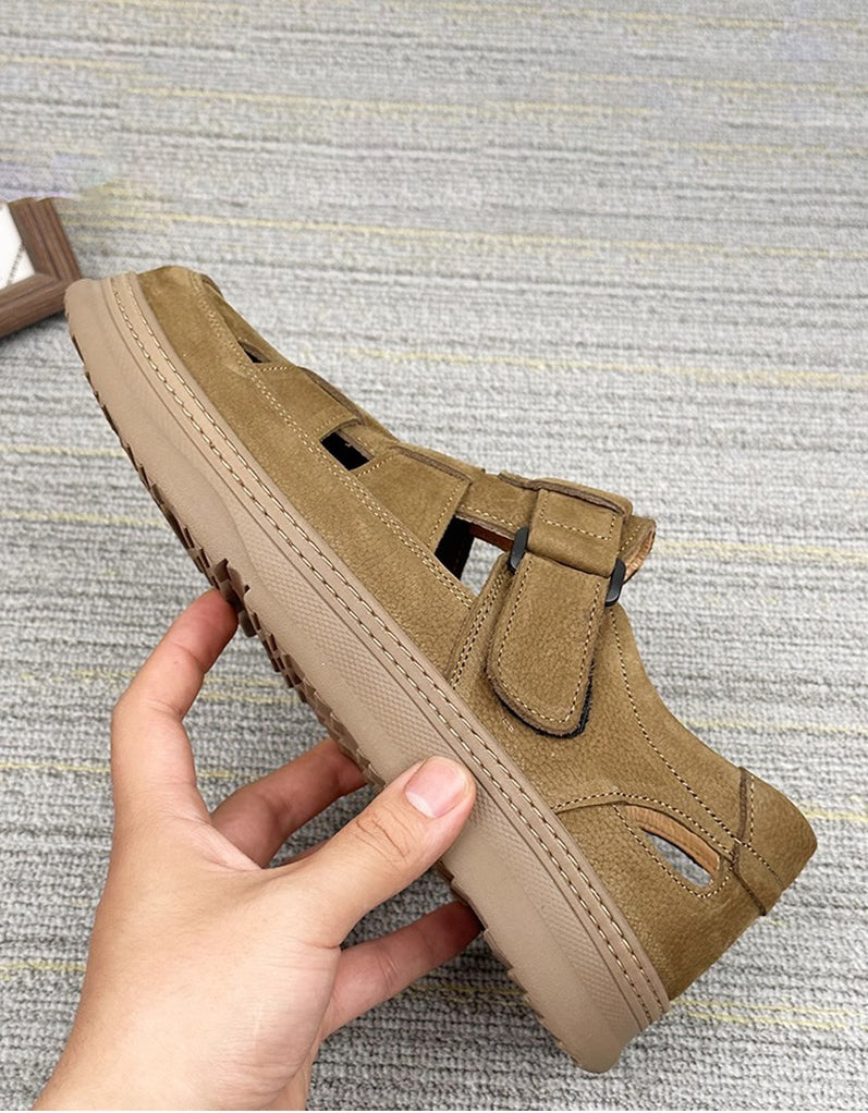 Summer Hollow Breathable Casual Leather Clogs for Men — Obiono