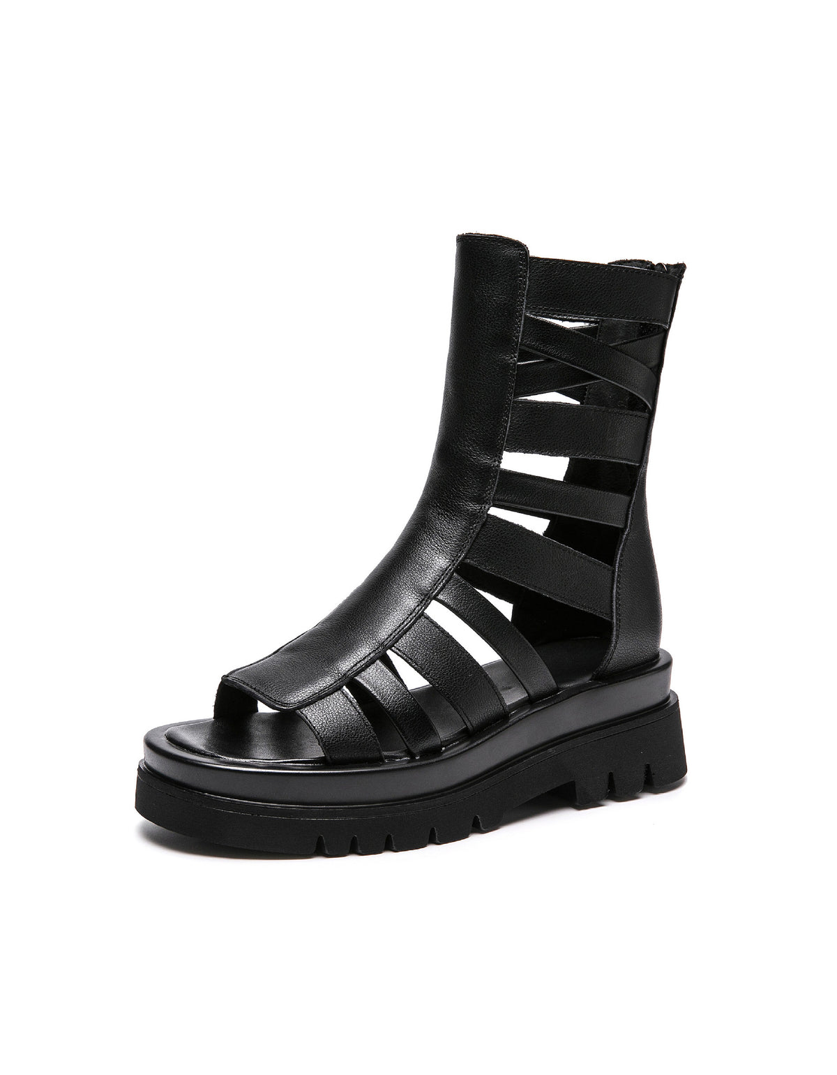 Summer Open Toe Black Platform Sandals Boots — Obiono