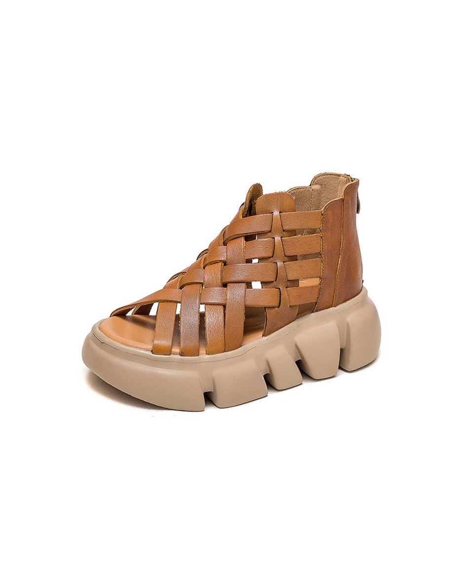 Summer Open Toe Vintage Woven Platform Sandals — Obiono