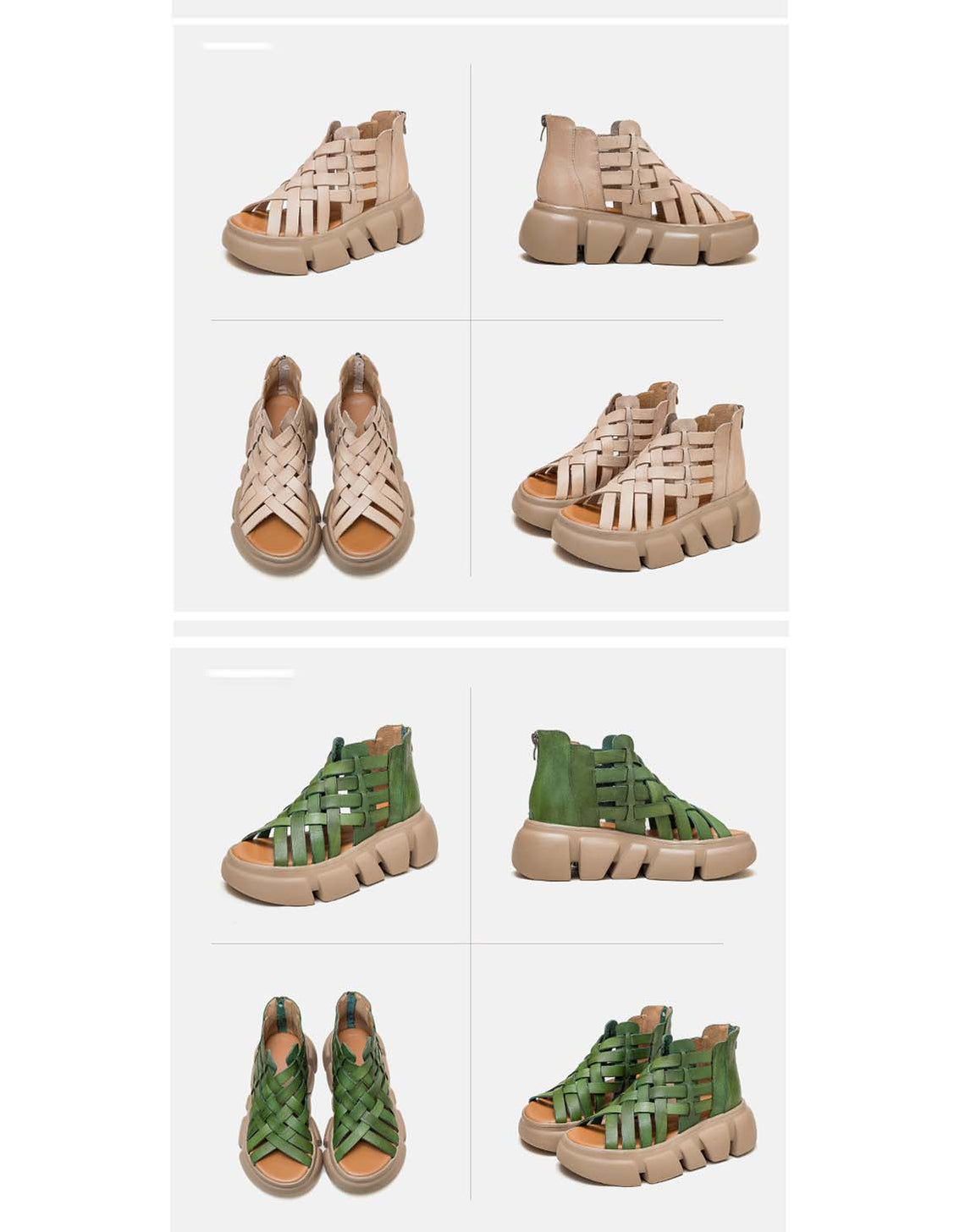 Summer Open Toe Vintage Woven Platform Sandals — Obiono