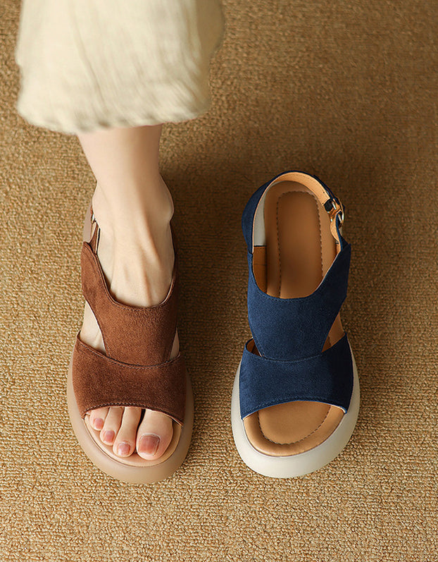 Summer Suede Open Toe Platform Slingback Sandals — Obiono