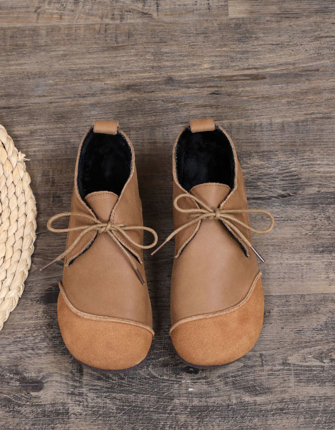 Toe Stitching Soft Leather Lace-up Retro Flat Shoes 35-41 — Obiono
