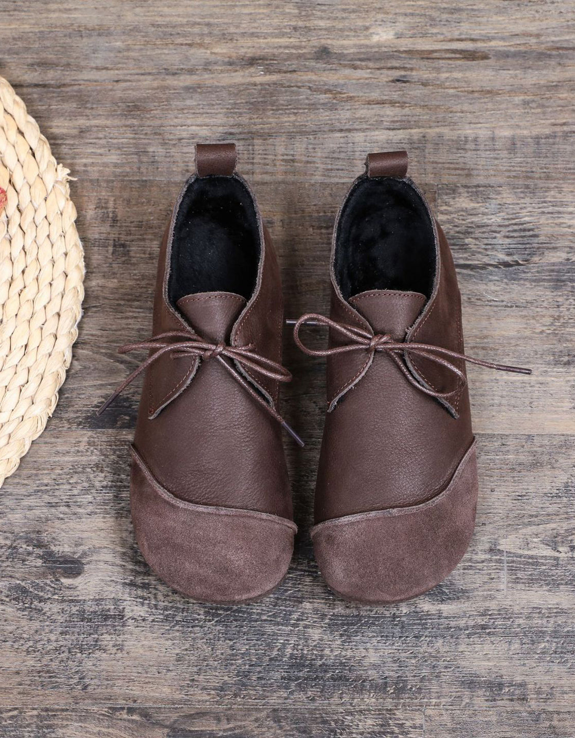 Toe Stitching Soft Leather Lace-up Retro Flat Shoes 35-41 — Obiono