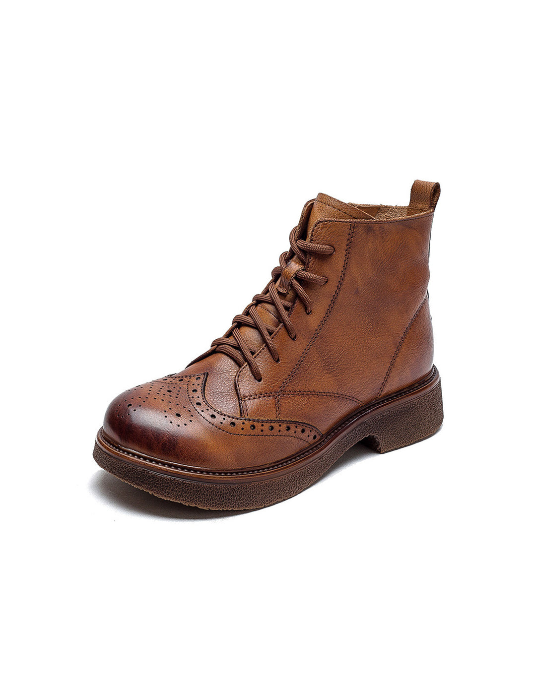 Winter Autumn Brogue Style Wide Toe Box Oxford Boots — Obiono