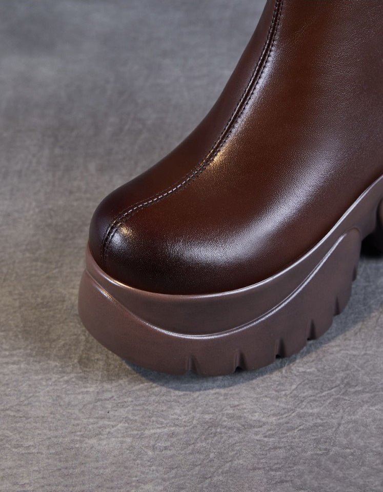 Winter Autumn Waterproof Comfortable Leather Platform Boots — Obiono