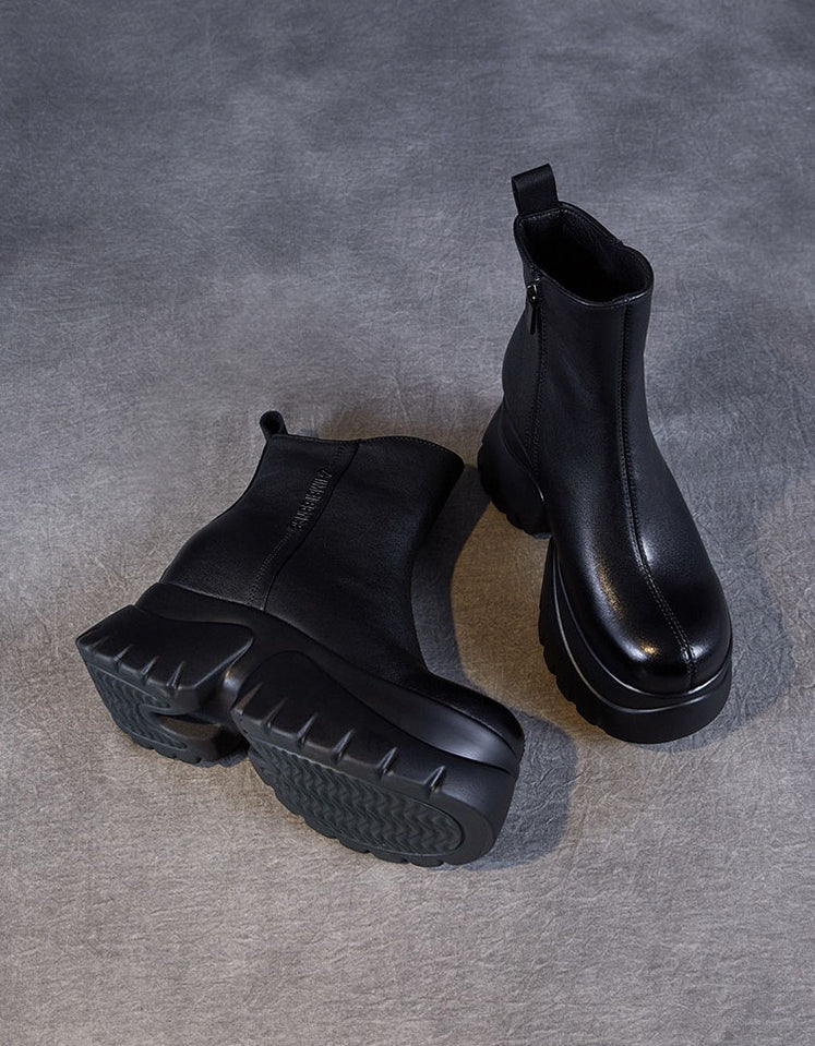 Winter Autumn Waterproof Comfortable Leather Platform Boots — Obiono