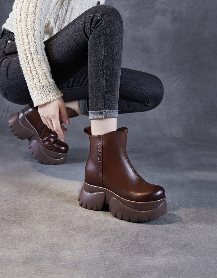 Winter Autumn Waterproof Comfortable Leather Platform Boots — Obiono