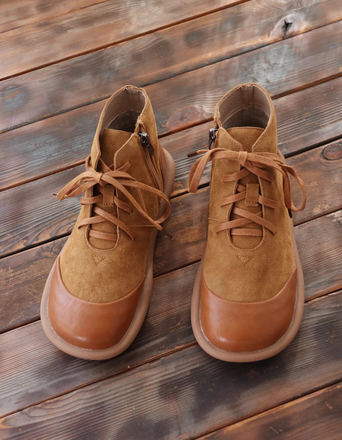 Winter Suede Leather Match Women Wide Toe Box Boots — Obiono