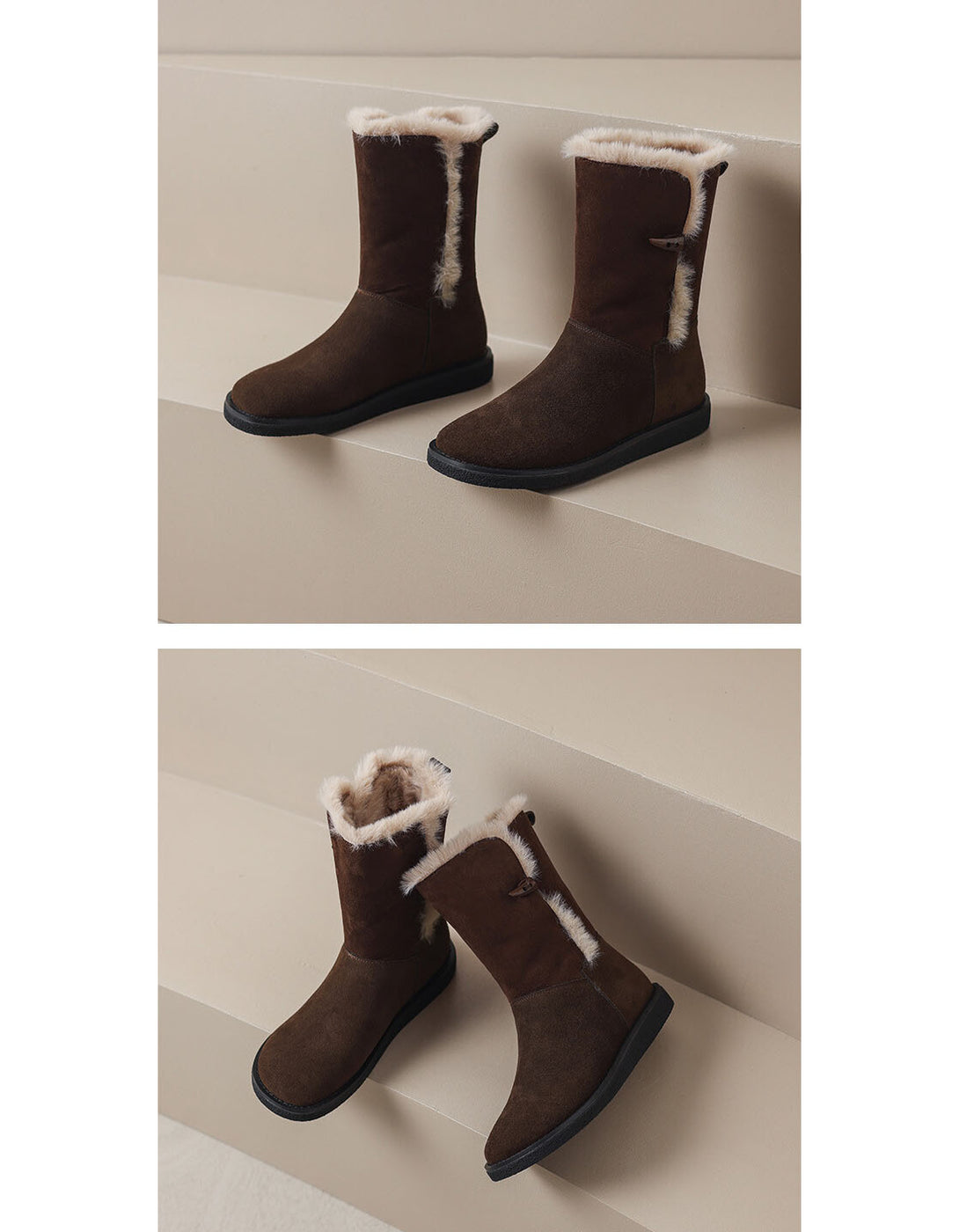 Winter Suede Snow Boots with Fur — Obiono