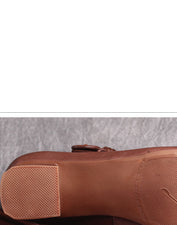 Handmade Square Toe Single Buckle Chunky Heel Pumps — Obiono