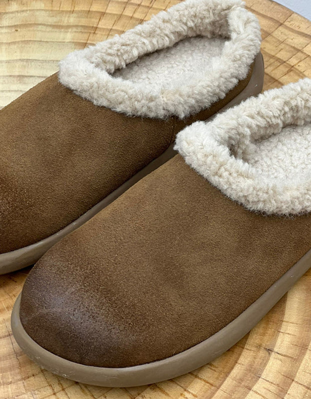 Round Toe Winter Indoor Suede Slippers with Fur — Obiono