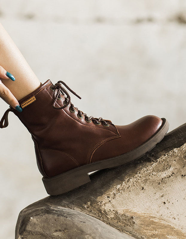 Handmade Sheepskin Vintage British Style Martin Boots — Obiono