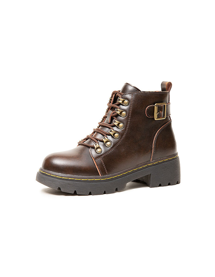 Back Buckle Anti-slip Six Eyelets Mary Jane Boots — Obiono