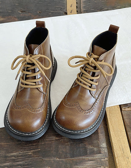 Winter Wide Toe Box Brogue Style Oxford Boots — Obiono