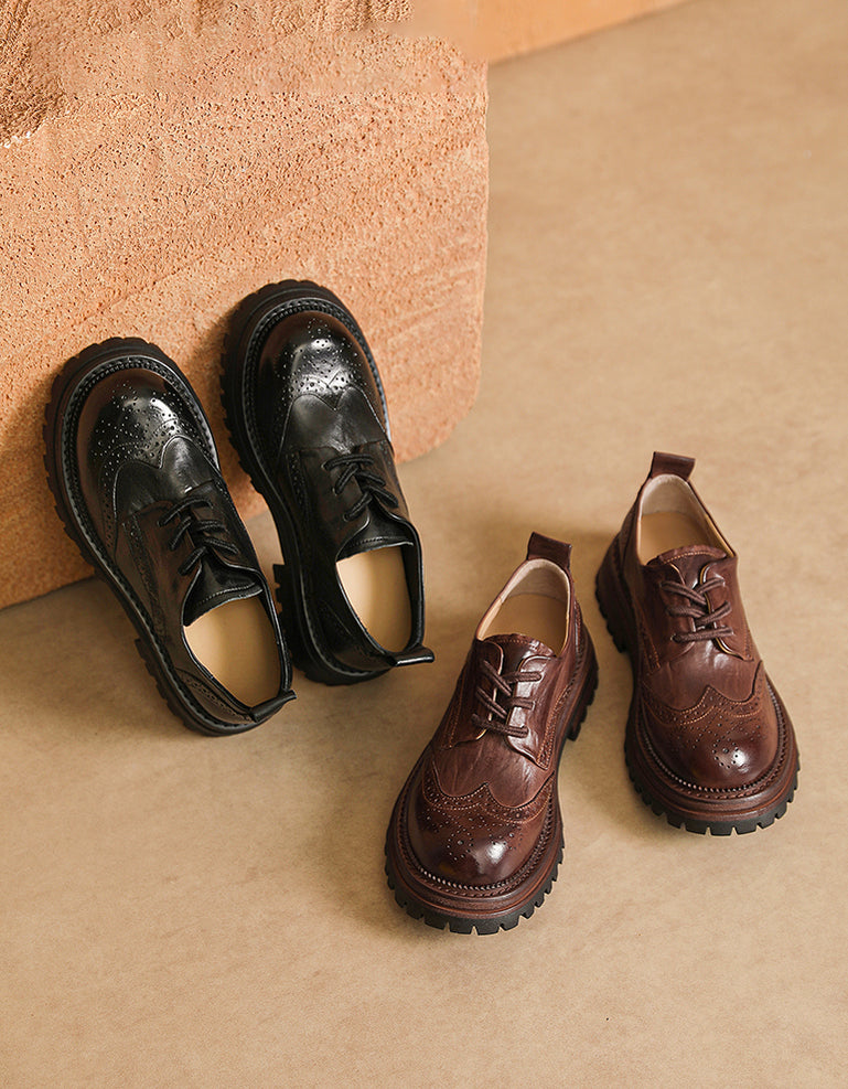 Handmade Brogue Style Wide Toe Box Oxford Shoes — Obiono