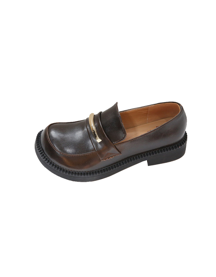 Comfortable Retro Leather Wide Toe Box Loafers — Obiono