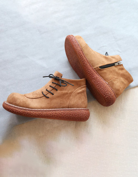 Retro Side Lace-up Suede Spring Shoes — Obiono
