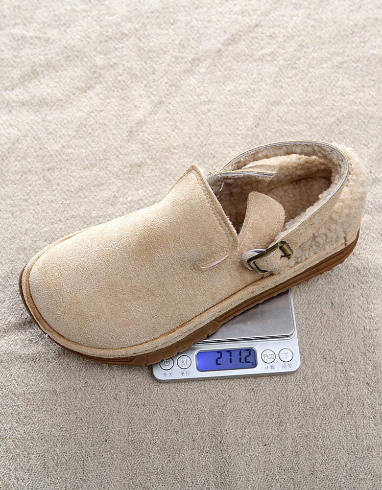 Round Toe Suede Flat Shoes Slingback with Fur — Obiono