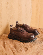 Handmade Brogue Style Wide Toe Box Oxford Shoes — Obiono