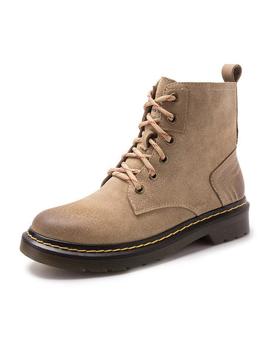 Autumn Winter Retro Leather Lace-Up Martin Boots — Obiono
