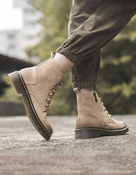 Autumn Winter Retro Leather Lace-Up Martin Boots — Obiono