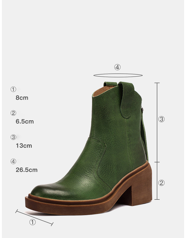 Back Zip Chunky Heel Chelsea Booties — Obiono