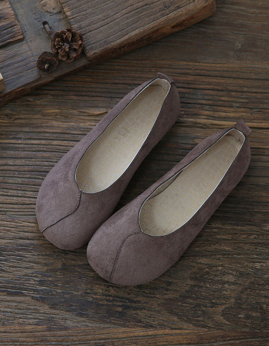 Round Toe Suede Slip-on Flats — Obiono