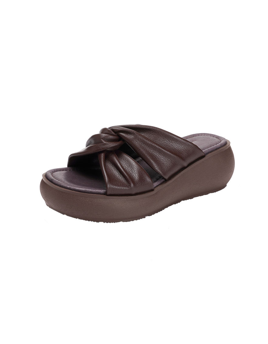 Handmade Comfortable Cross Strap Wedge Slippers — Obiono