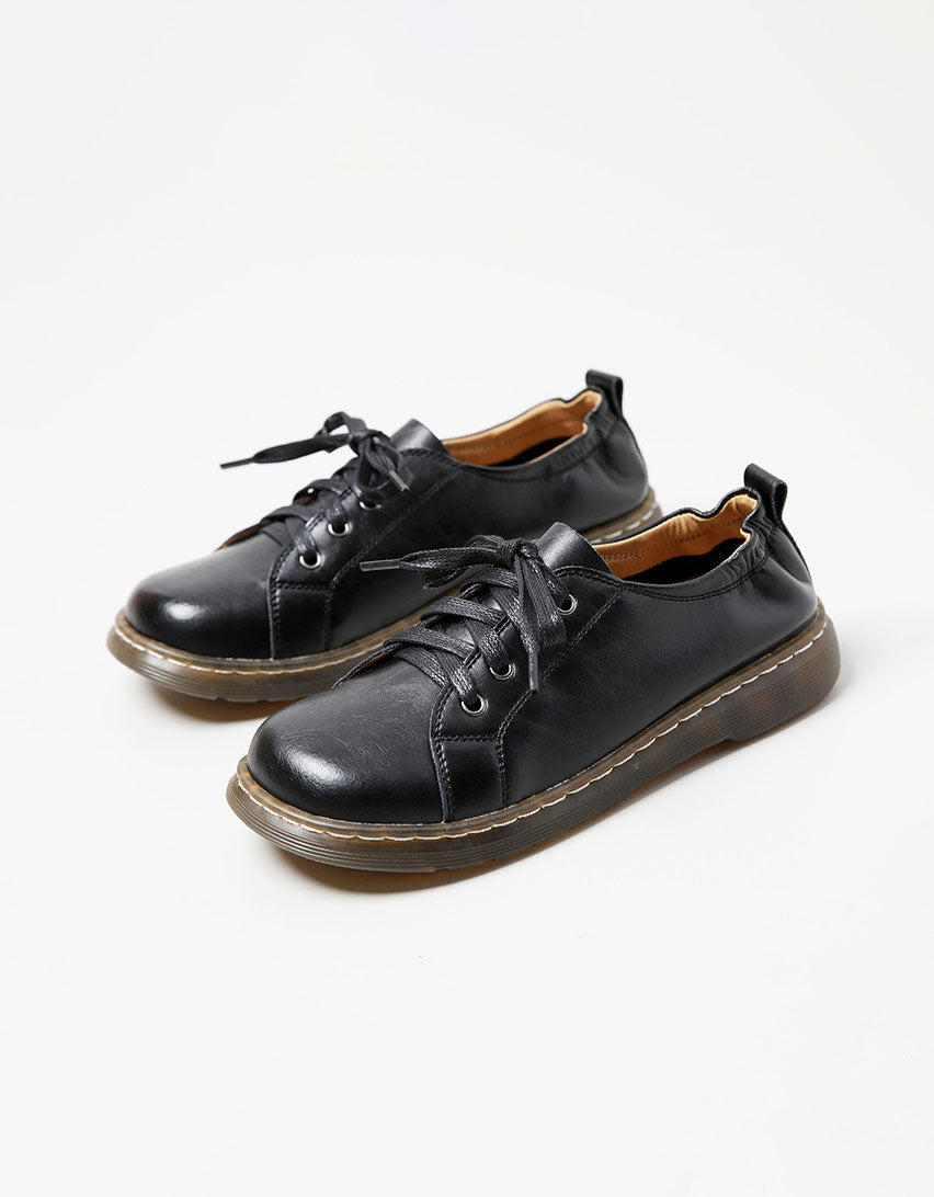 Elastic Back Round Toe Lace-up Mary Jane Shoes — Obiono