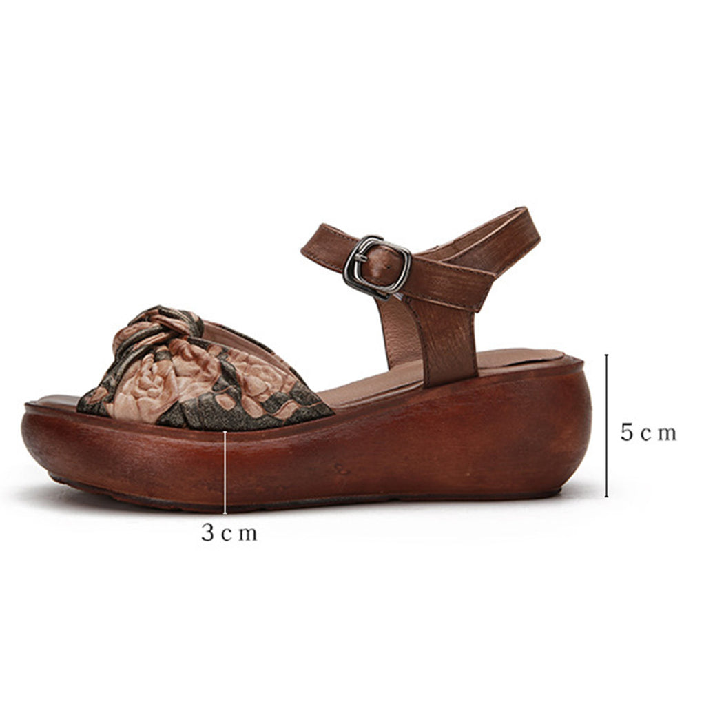 Women Retro Leather Summer Platform Sandals — Obiono