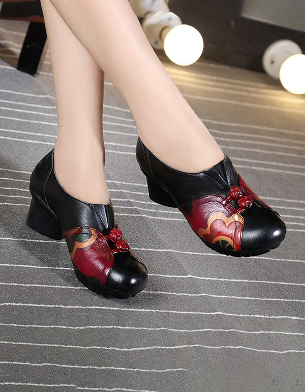 Handmade Retro Leather Printed Ethnic Shoes — Obiono