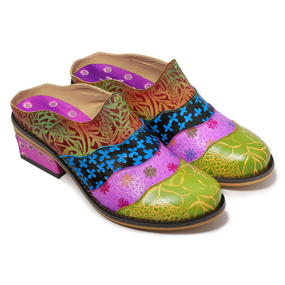 Handmade Color Matching Leather Slippers 36-42 — Obiono