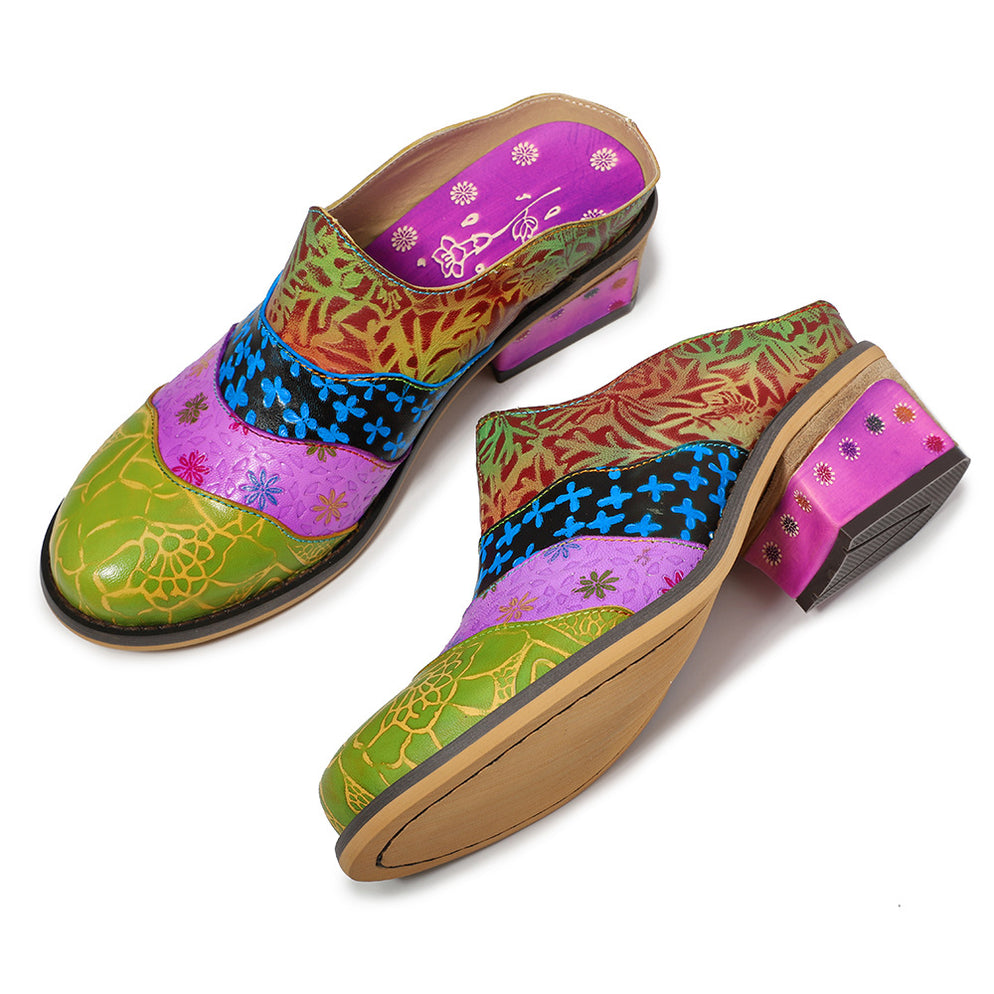 Handmade Color Matching Leather Slippers 36-42 — Obiono