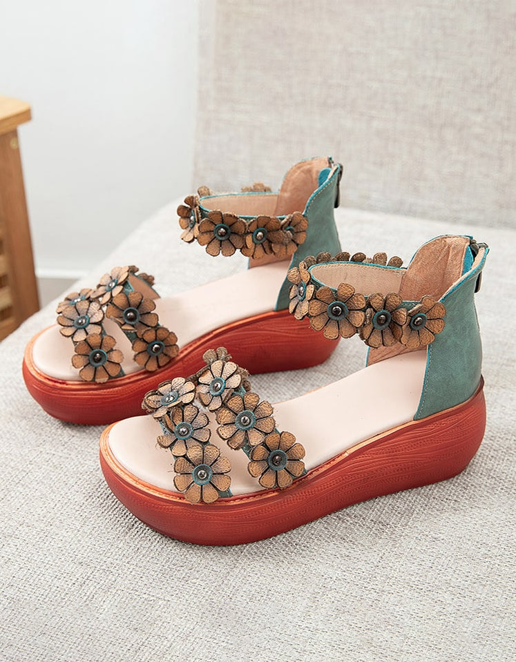 Handmade Leather Flower Summer Sandals — Obiono