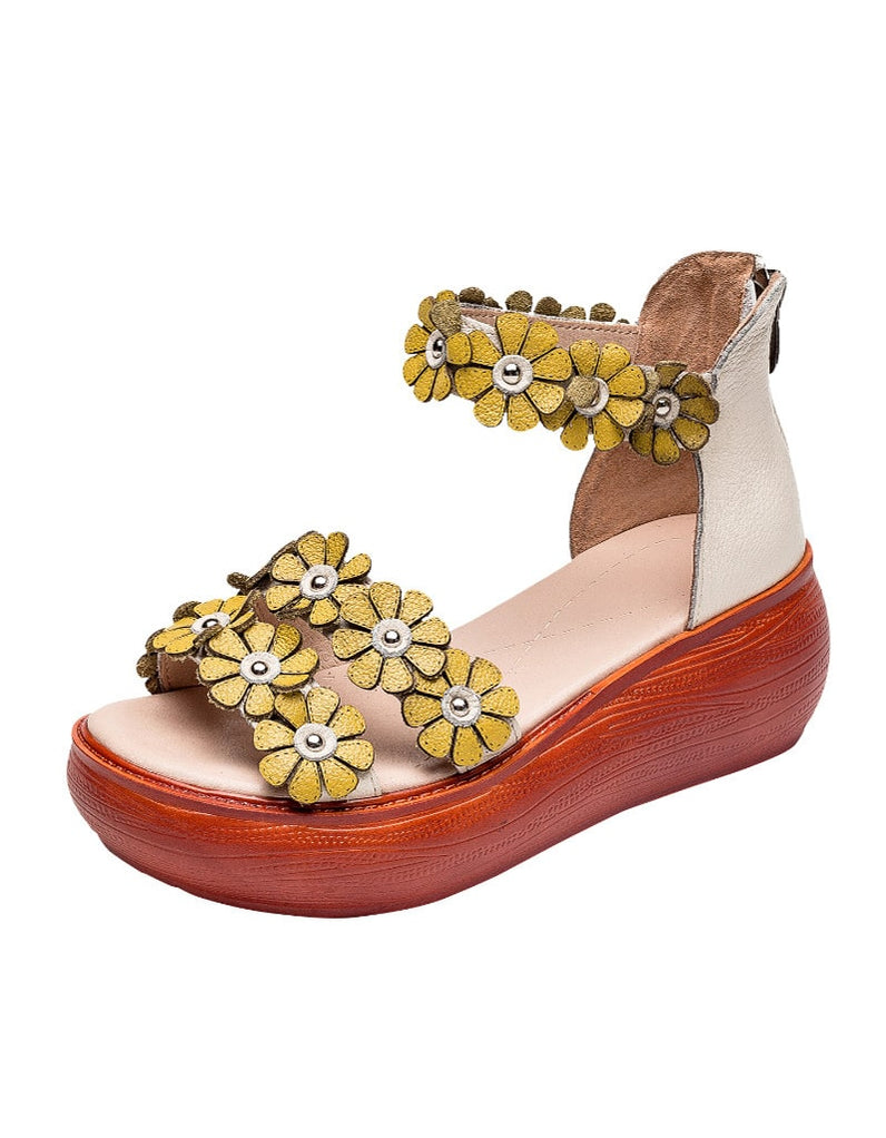 Handmade Leather Flower Summer Sandals — Obiono