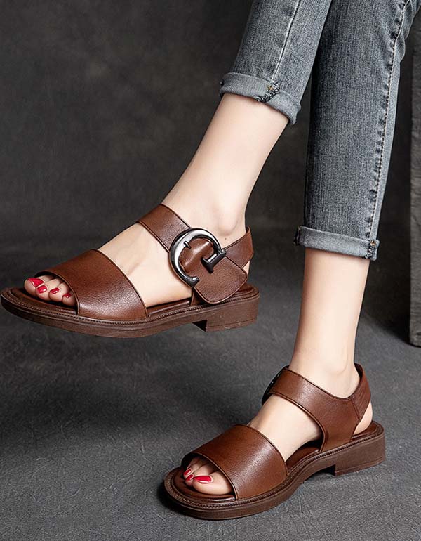 Summer Leather Wide Toe Box Sandals — Obiono