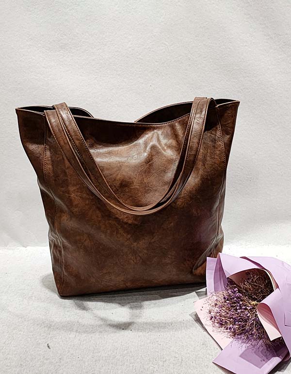 Handmade Rivets Leather Stitching Large Shoulder Bag — Obiono