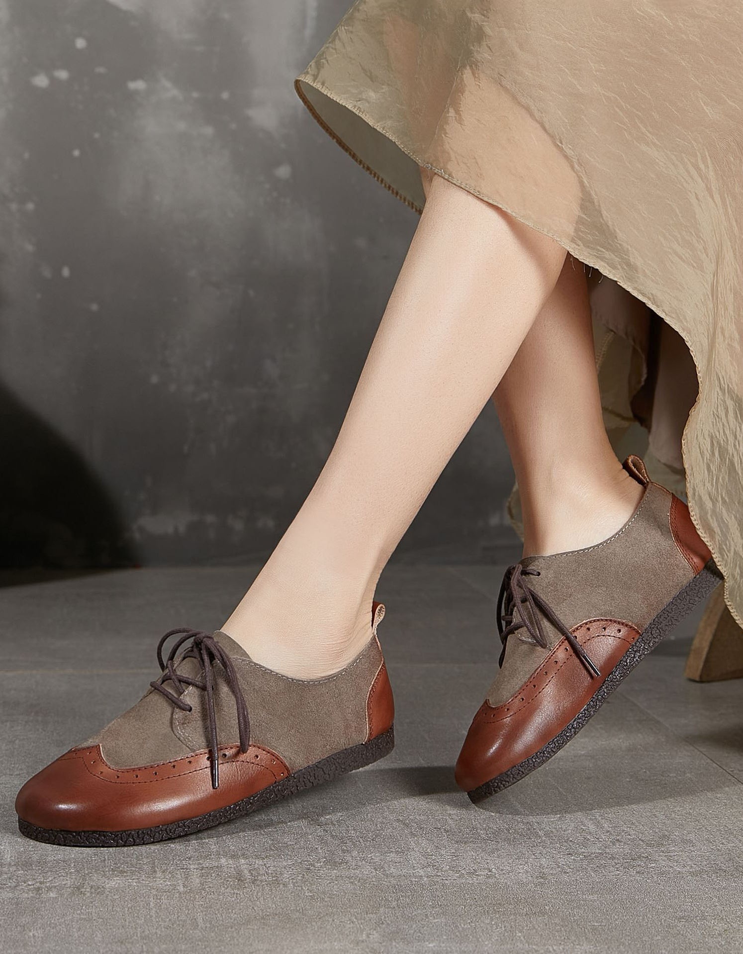 Handmade Soft Sole Brogue Style Flat Shoes — Obiono