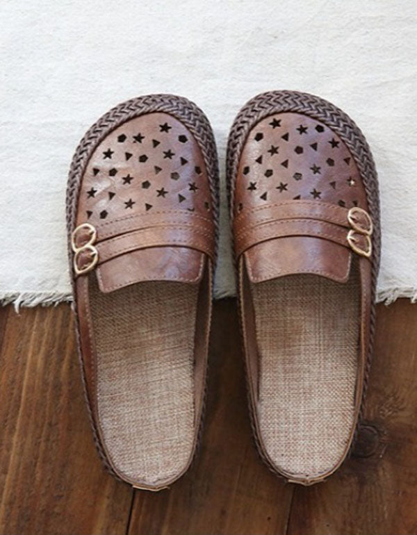 Handmade Woven Retro Leather Slippers — Obiono