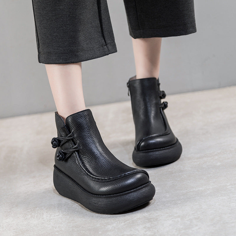 Handmade Autumn Winter Retro Wedge Boots — Obiono
