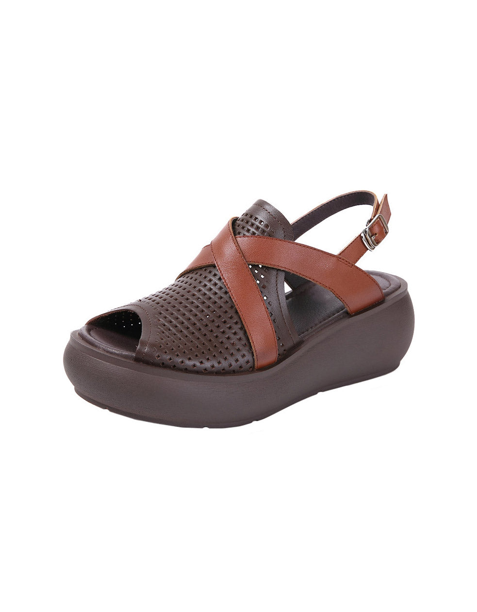 Handmade Fish Toe Cross Strap Wedge Sandals Slingback — Obiono