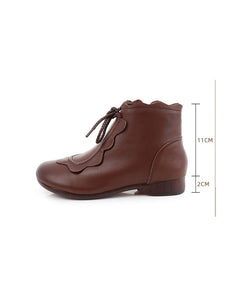 Handmade Soft Leather Lace-up Retro Boots — Obiono
