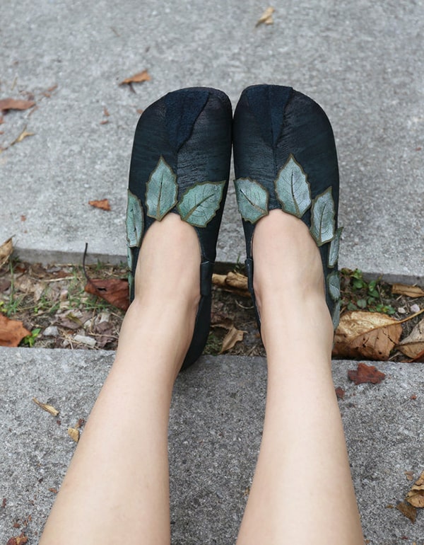 Retro Handmade Soft Leather Ethnic Leave Shoes — Obiono