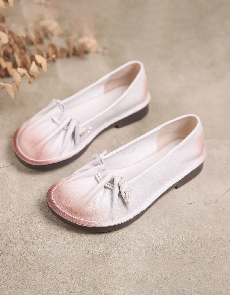 Retro Leather Soft Women Spring Flat Shoes — Obiono