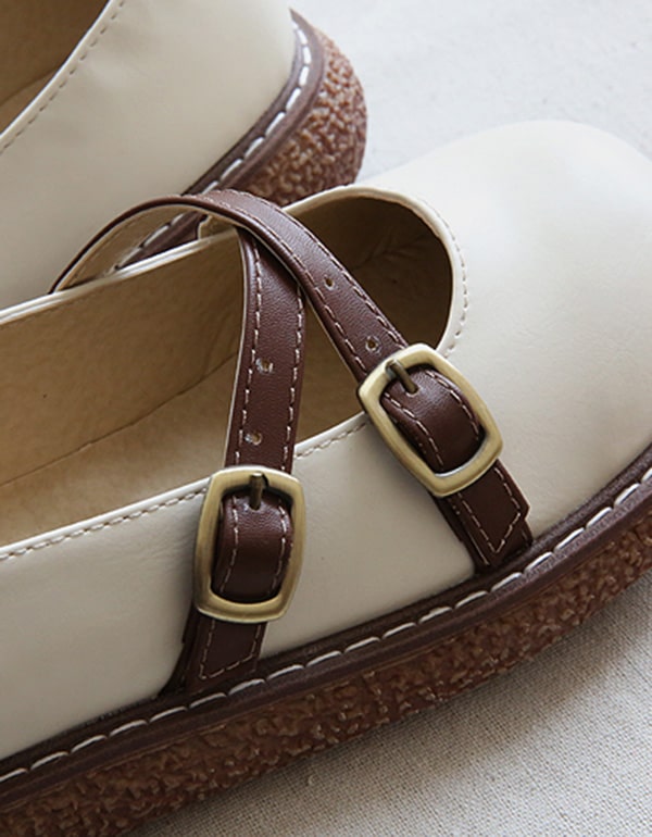 Round Head Cross Strap Comfy Shoes — Obiono