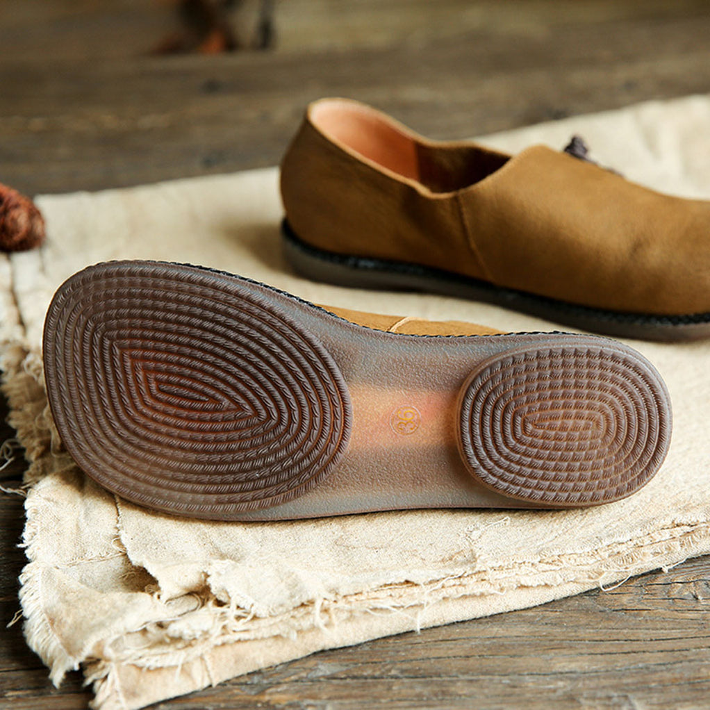 Retro Leather Soft Bottom Women's Flat Shoes | Gift Shoes — Obiono