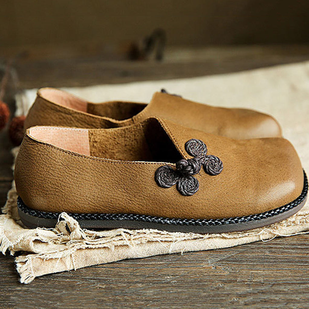 Retro Leather Soft Bottom Women's Flat Shoes | Gift Shoes — Obiono